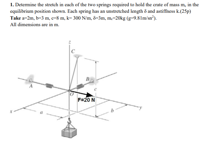 Solved 1. Determine the stretch in each of the two springs | Chegg.com