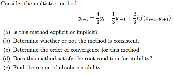 Solved Multistep Method - Determining Consistency, | Chegg.com