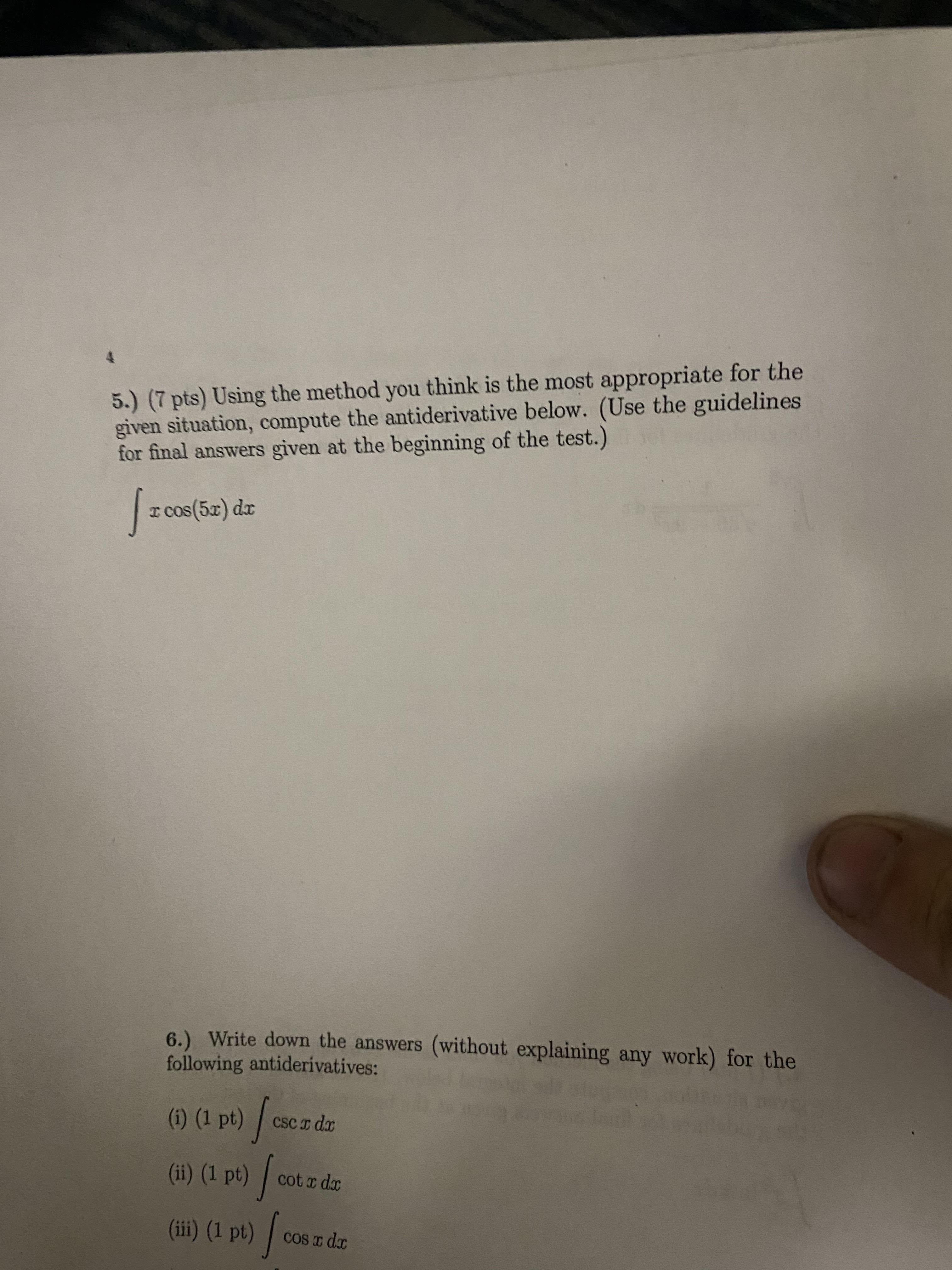 Solved 5.) (7 pts) Using the method you think is the most | Chegg.com