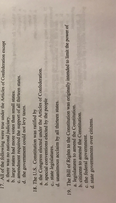 Solved All of the following were true under the Articles of | Chegg.com