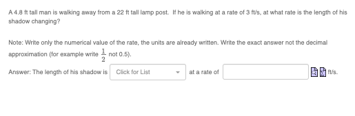 Solved A 4.8ft tall man is walking away from a 22ft tall | Chegg.com