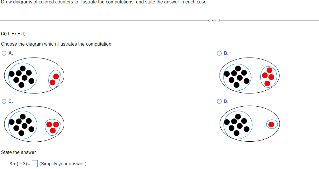 Solved (a) 8+(−3) Choose the diagram which illustrates the | Chegg.com