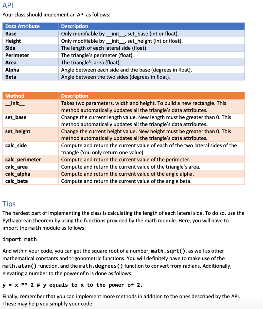 Solved Your task is to design a Python3 class that models an | Chegg.com