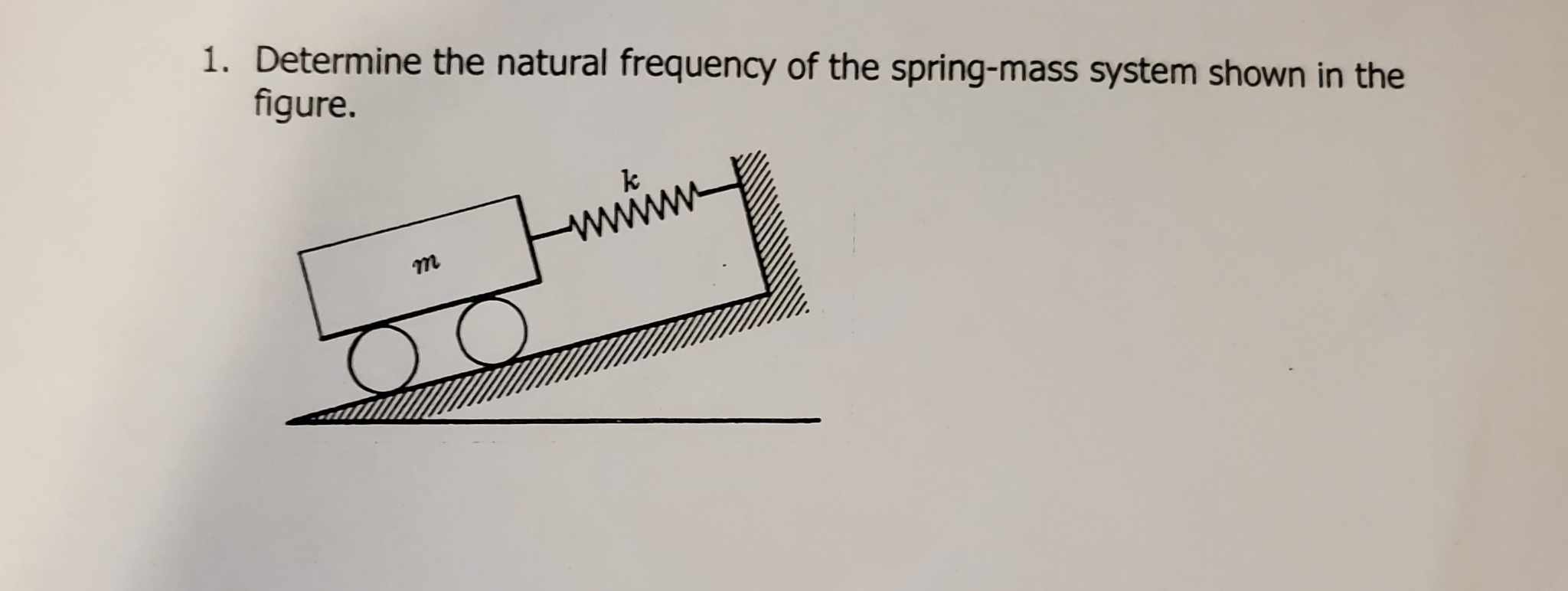Solved 1. Determine the natural frequency of the spring-mass | Chegg.com