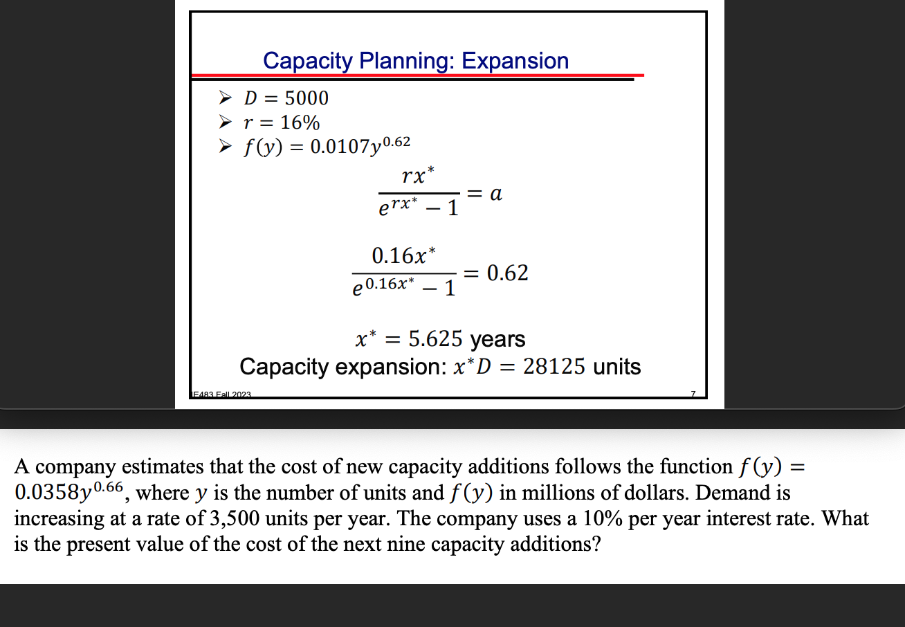 Solved Capacity Planning: | Chegg.com