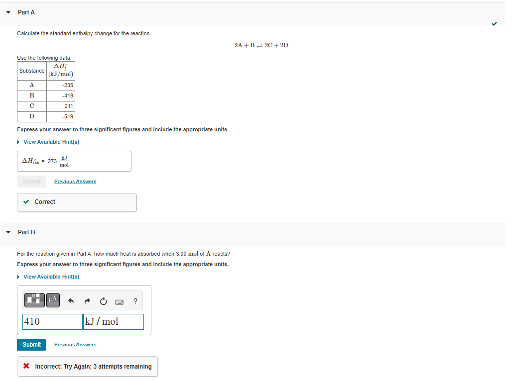 Solved Calculate the standard enthalpy change for the | Chegg.com
