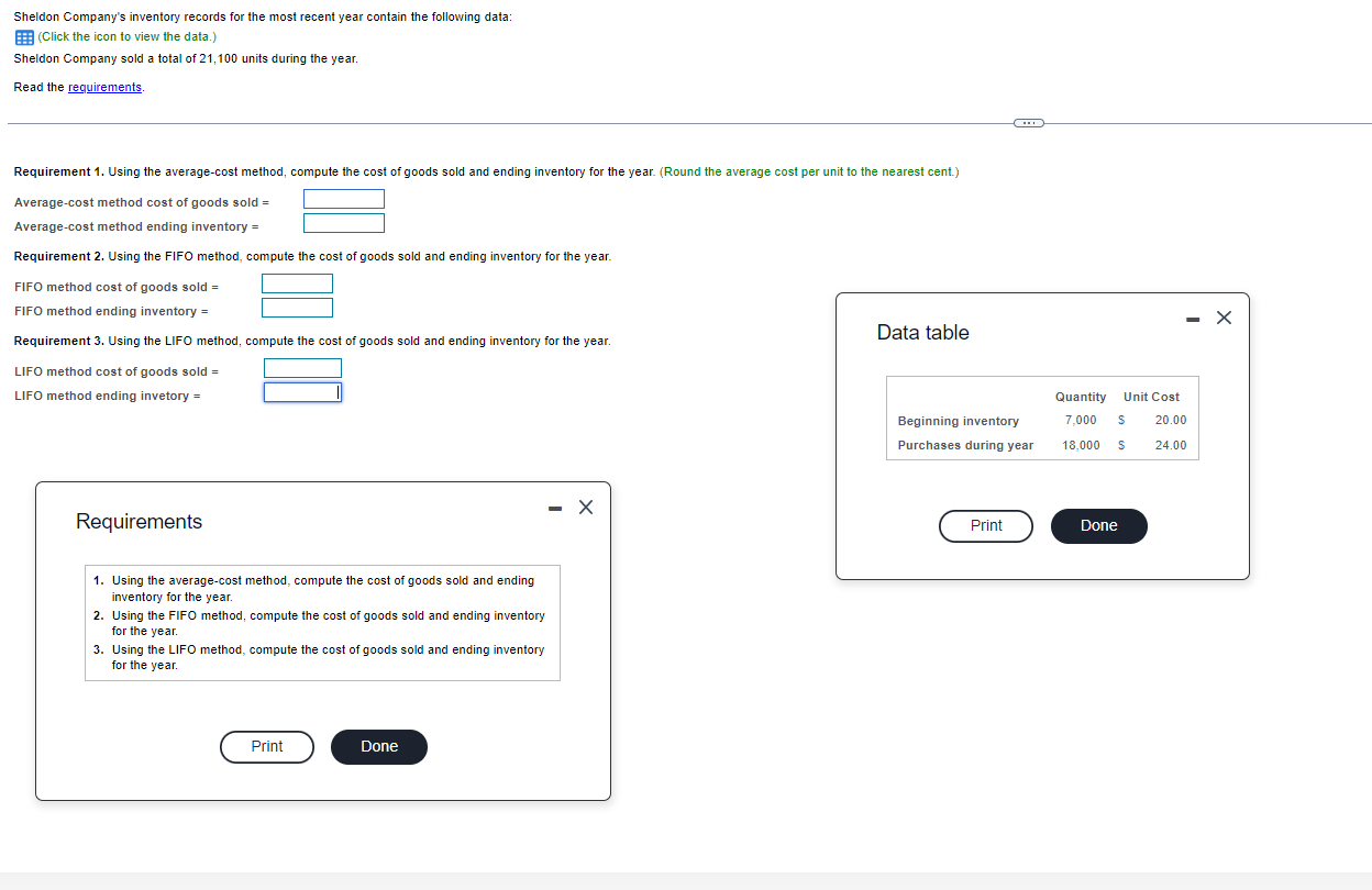 Solved Sheldon Company's inventory records for the most | Chegg.com