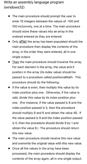 Solved Write an assembly language program (windows32) The | Chegg.com
