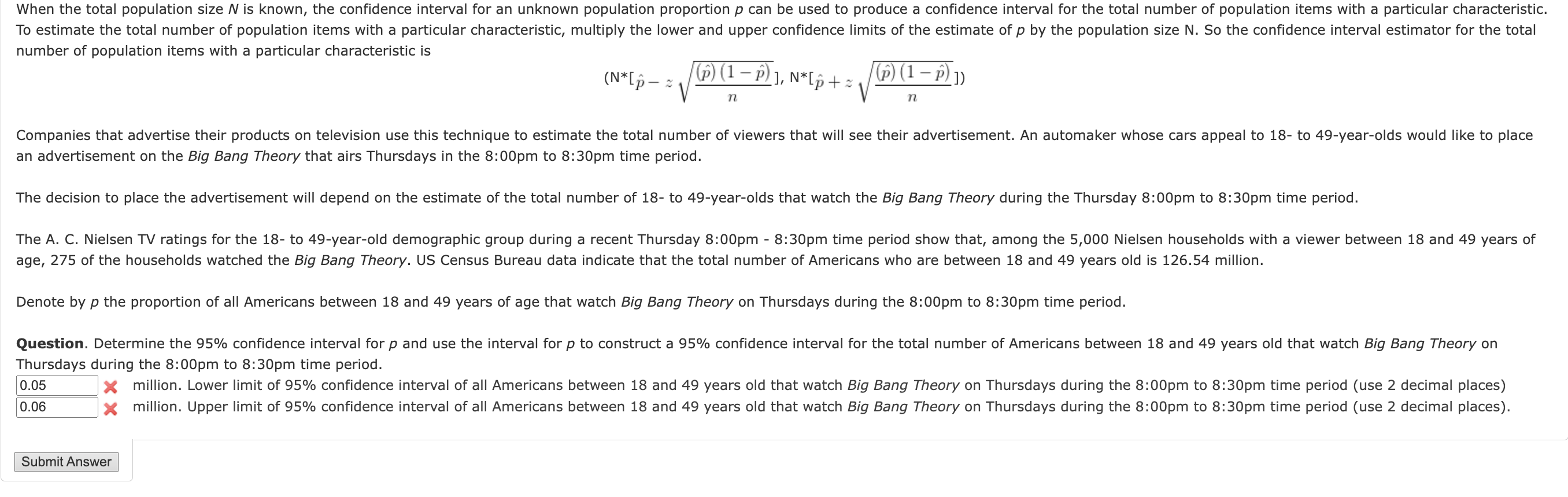 Solved (N∗[p^−zn(p^)(1−p^)],N∗[p^+zn(p^)(1−p^)]) an | Chegg.com