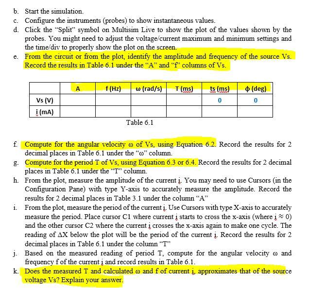 Solved PROCEDURE: a. Using Multisim Live, complete the | Chegg.com