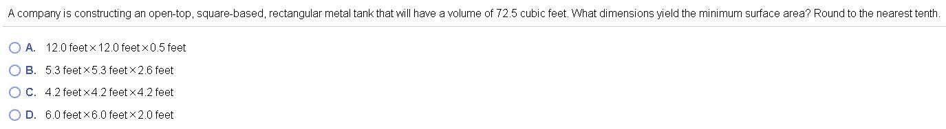 Solved A company is constructing an open-top, square-based, | Chegg.com
