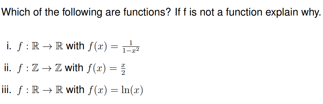 Solved Which of the following are functions? If f is not a | Chegg.com