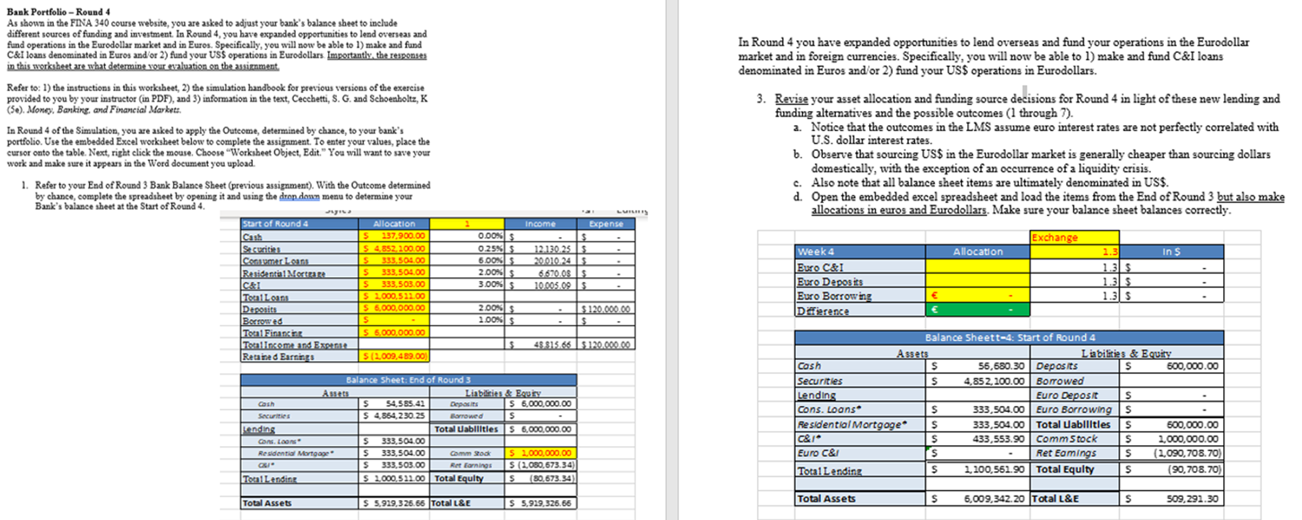 Solved Bank Portfolio - Round 4 As shown in the FNNA 340 | Chegg.com