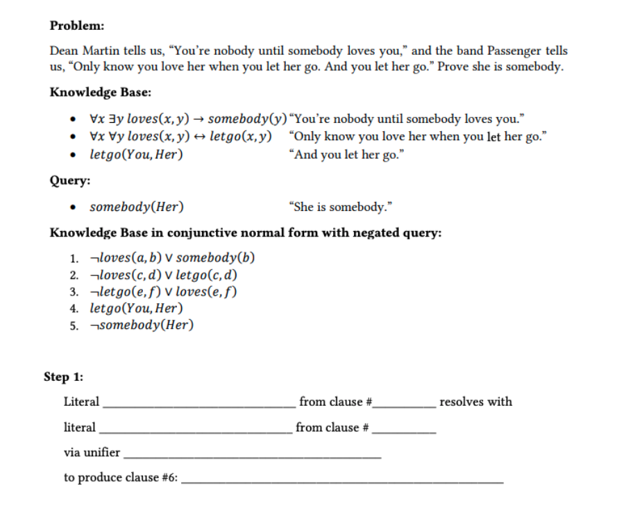 Question 4: Resolution Theorem Proving Given the | Chegg.com