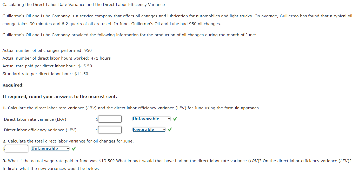 Solved Calculating the Direct Labor Rate Variance and the | Chegg.com
