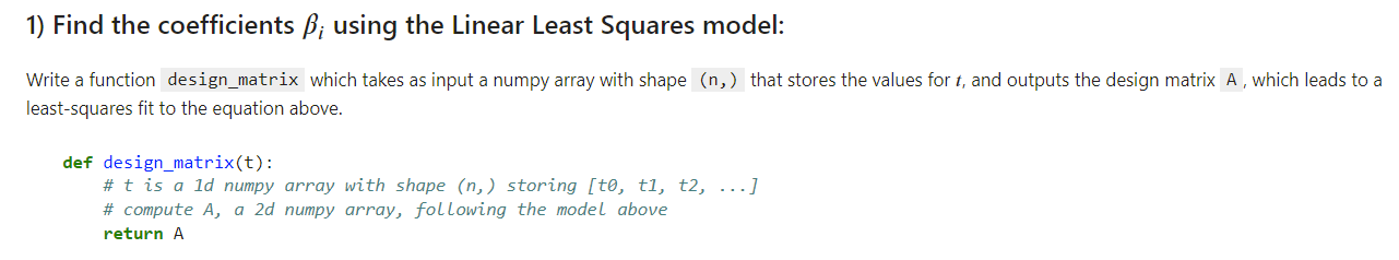 Solved 1) Find the coefficients ß; using the Linear Least | Chegg.com