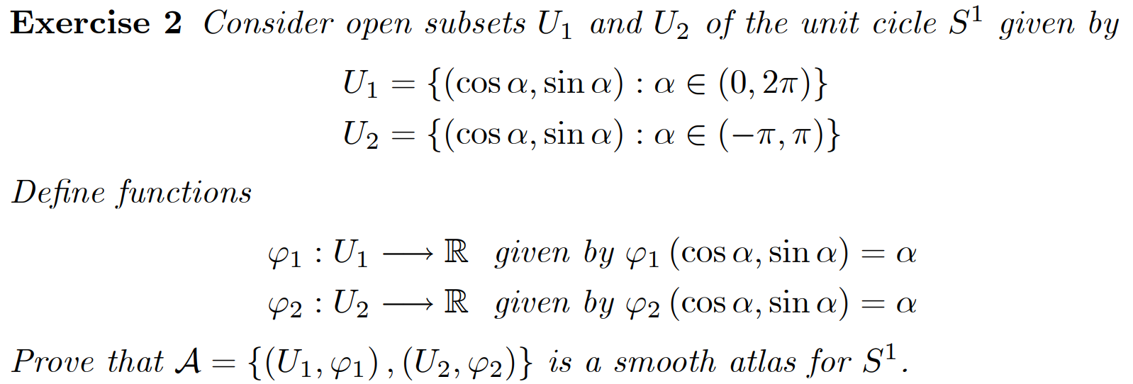 Solved Exercise 2 Consider open subsets U1 and U2 of the | Chegg.com