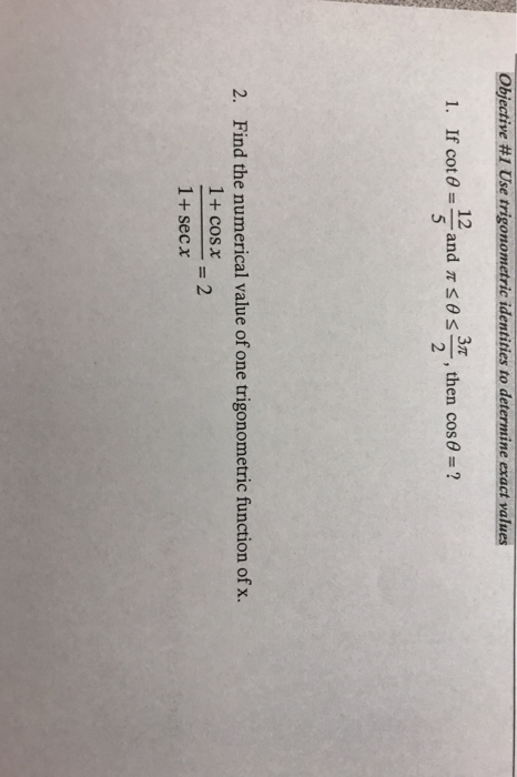 Solved Use trigonometric identities to determine exact | Chegg.com