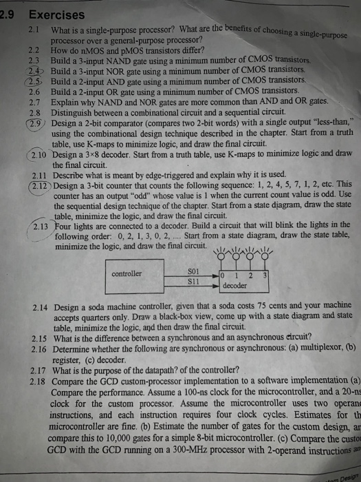 Solved 2.9 Exercises What is a single-purpose processor? | Chegg.com