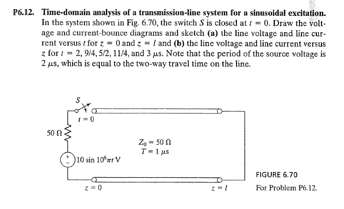 P6.12. Time-domain analysis of a transmission-line | Chegg.com