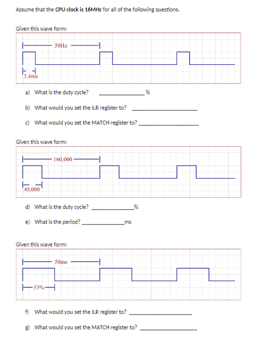 Solved Assume that the CPU clock is 16MHz for all of the | Chegg.com