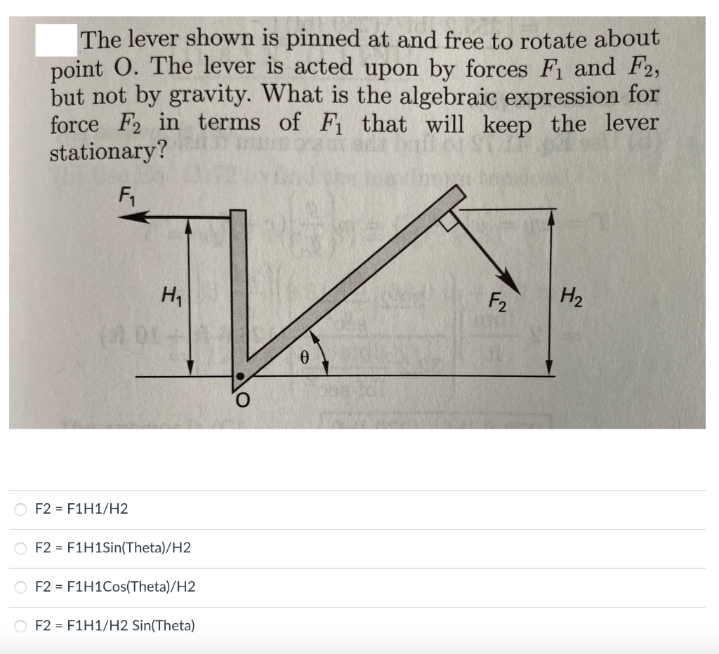 Solved The lever shown is pinned at and free to rotate about | Chegg.com