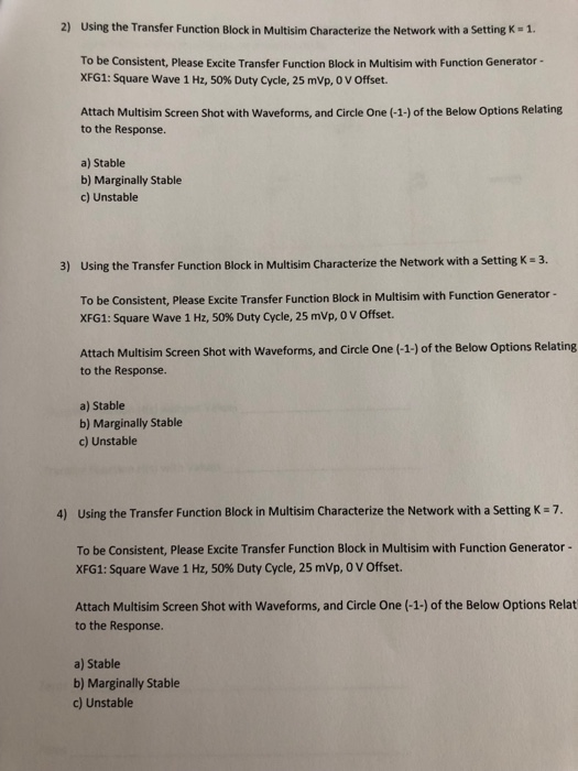 2) Using the Transfer Function Block in Multisim | Chegg.com