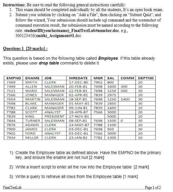 Solved Instructions: Be sure to read the following general | Chegg.com