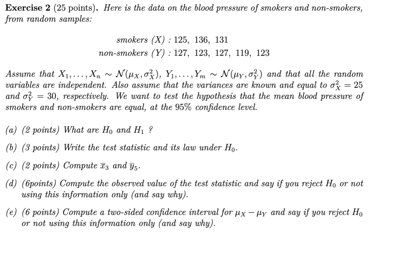 Solved Exercise 2 (25 points). Here is the data on the blood | Chegg.com