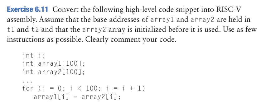 Solved Exercise 6.11 ﻿Convert the following high-level code | Chegg.com