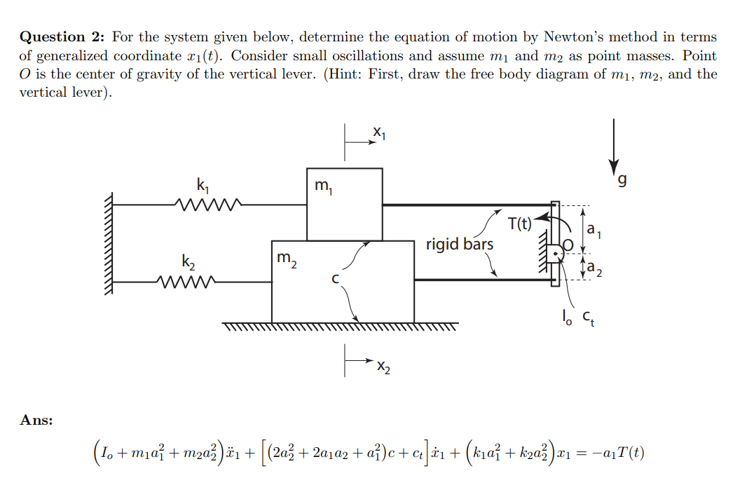 Solved Question 2: For the system given below, determine the | Chegg.com