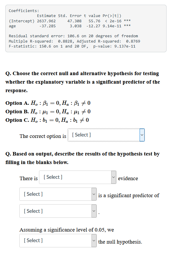 Solved Coefficients: Estimate Std. Error t value Pr(>1t|) | Chegg.com