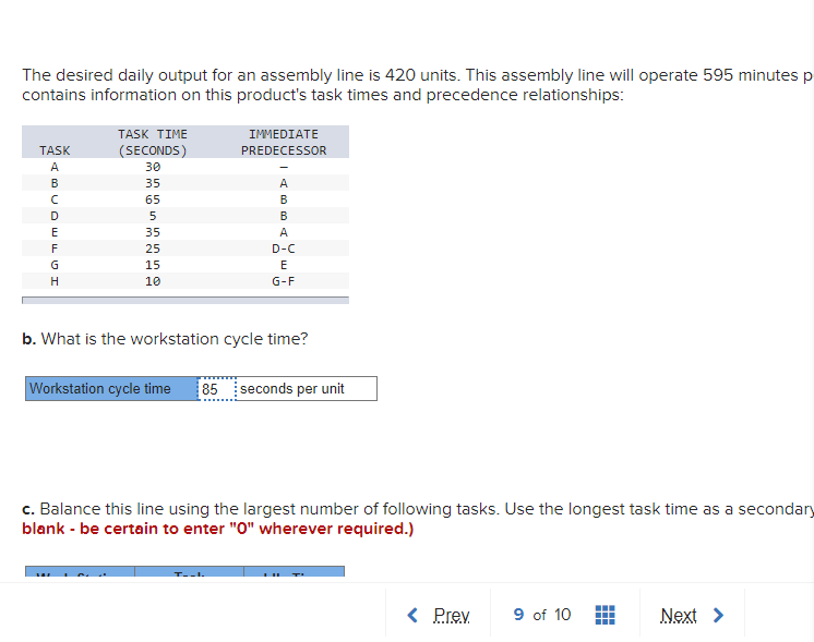 Solved The desired daily output for an assembly line is 420 | Chegg.com
