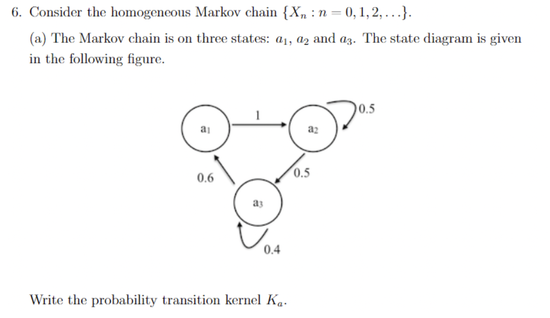 Solved 6. Consider the homogeneous Markov chain {Xn : | Chegg.com