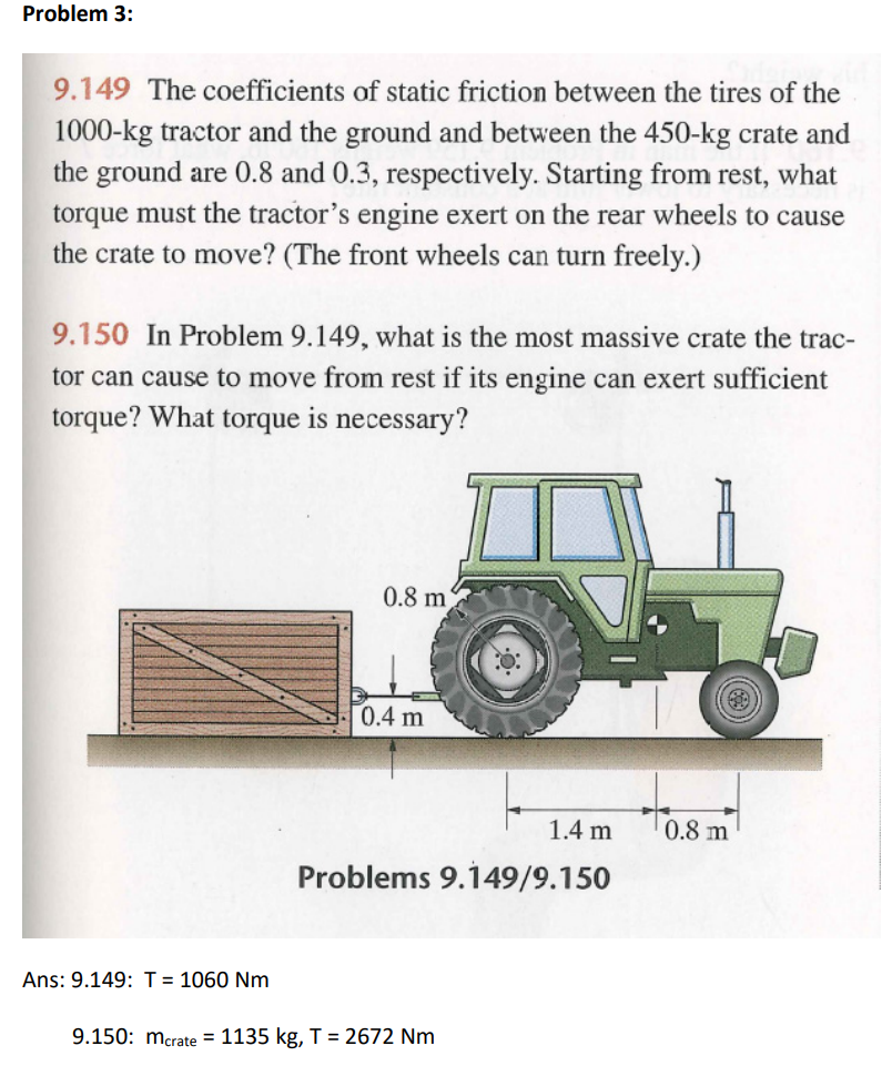 Solved 9.149 The coefficients of static friction between the | Chegg.com