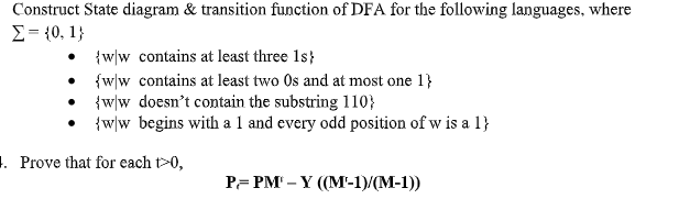 Solved Construct State diagram & transition function of DFA | Chegg.com