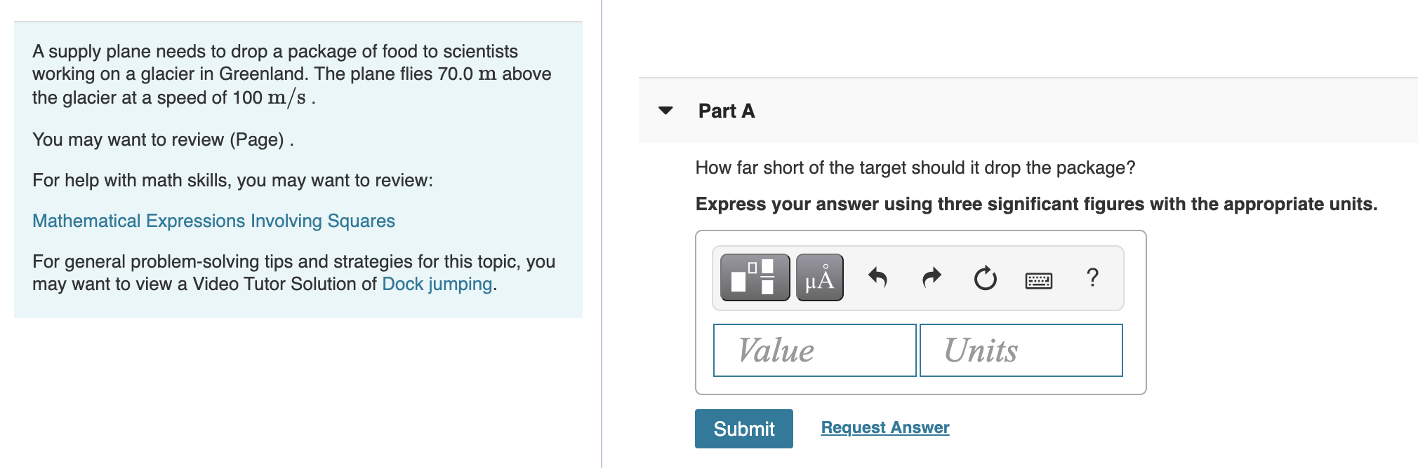 Solved A supply plane needs to drop a package of food to | Chegg.com