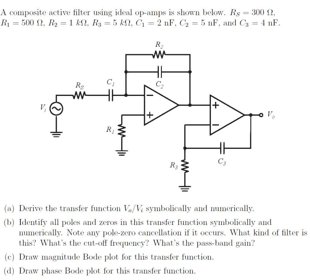 Solved = A composite active filter using ideal op-amps is | Chegg.com