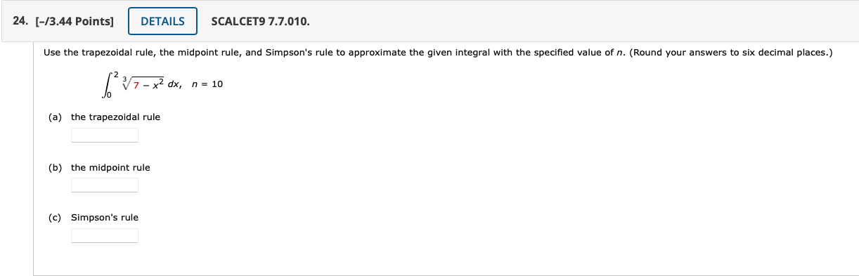 Solved Use the trapezoidal rule, the midpoint rule, and | Chegg.com