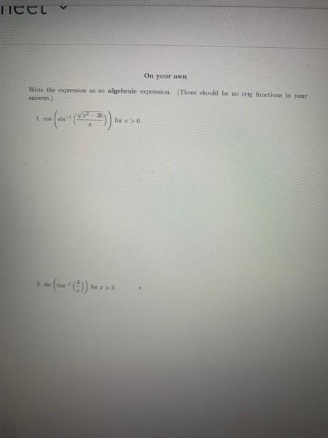 Solved TICEL On your own Write the expression is an | Chegg.com