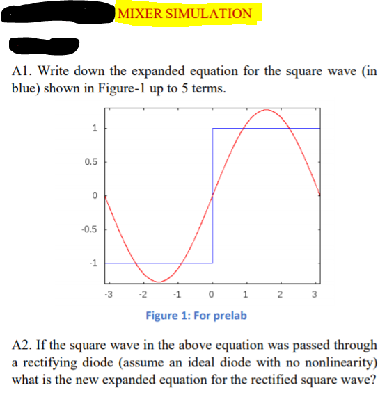 Solved MIXER SIMULATION Al. Write down the expanded equation | Chegg.com