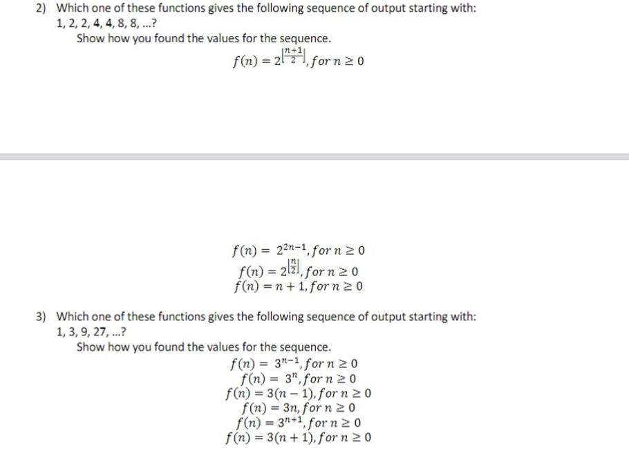 Solved 2) Which one of these functions gives the following | Chegg.com