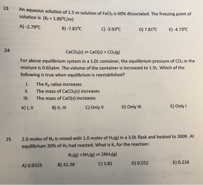 Solved 23 An aqueous solution of 1.5 m solution of FeCl3 is | Chegg.com