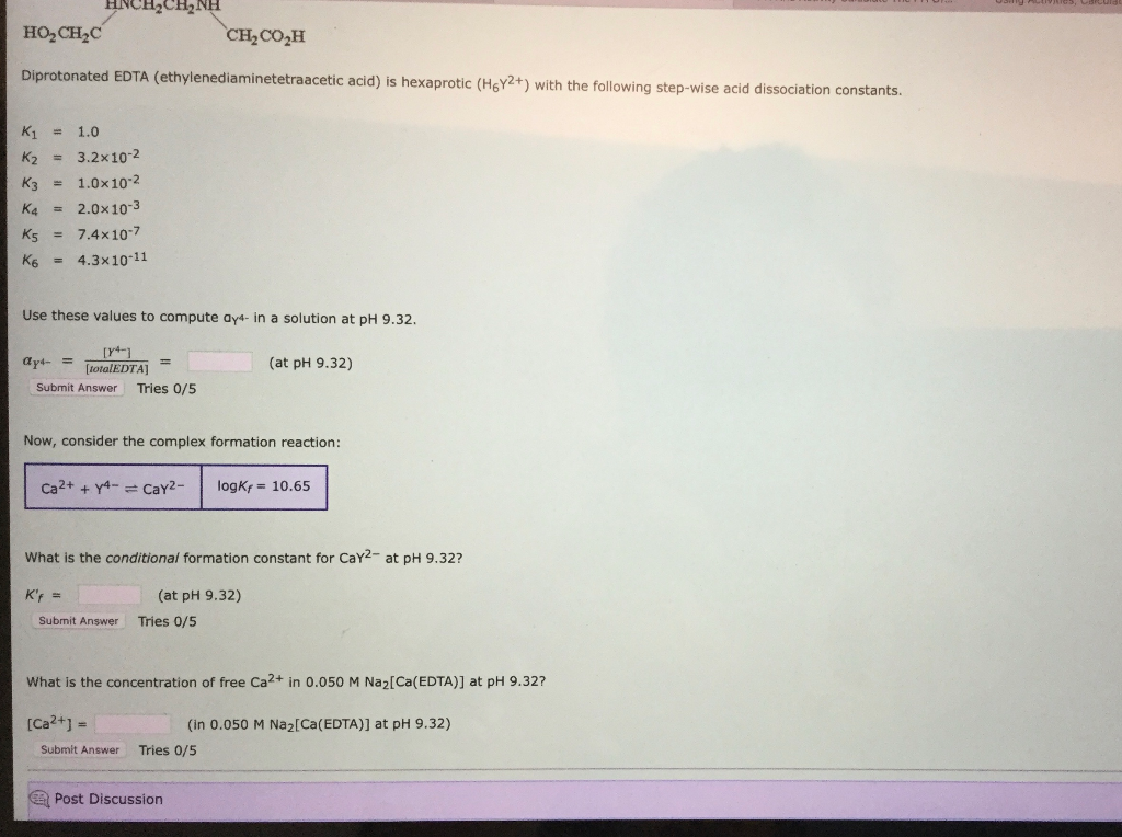 Solved Conditional Formation Constant HO, CHC CH, CO2H | Chegg.com