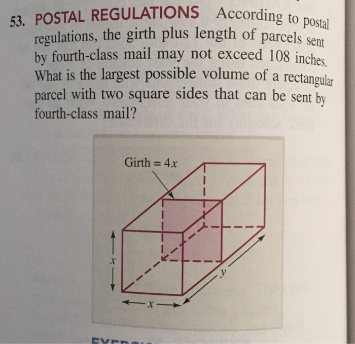 Solved According to postal regulations, the girth plus | Chegg.com