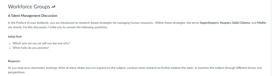 Solved Workforce Groups At A Talent Management Discussion In | Chegg.com