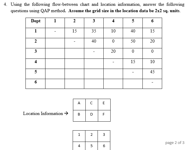 Solved 4. Using the following flow-between chart and | Chegg.com