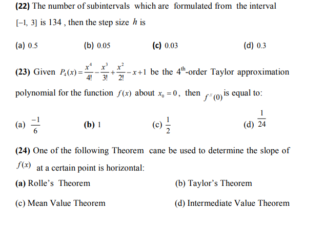 Solved (22) The number of subintervals which are formulated | Chegg.com