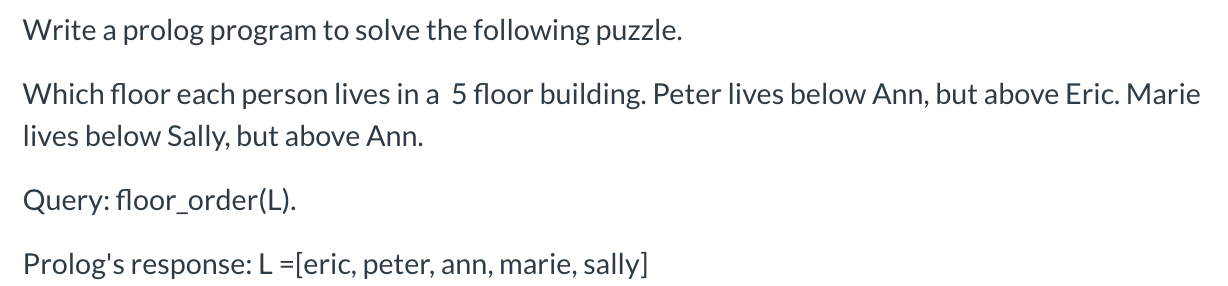 Write a prolog program to solve the following puzzle. | Chegg.com