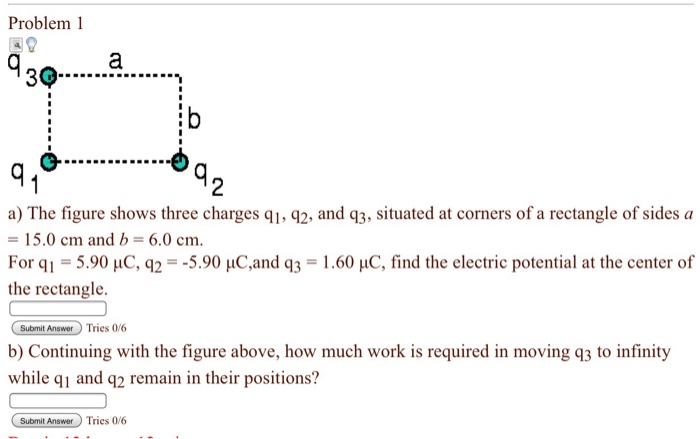 Solved Problem 1 2 a) The figure shows three charges qi, q2, | Chegg.com